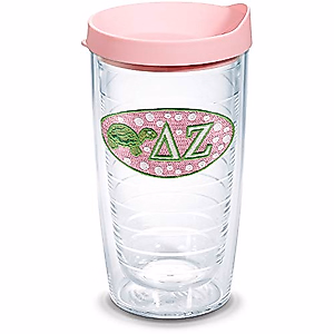 Tervis Sorority - Delta Zeta Tumbler with Emblem and Pink Lid 16oz, Clear