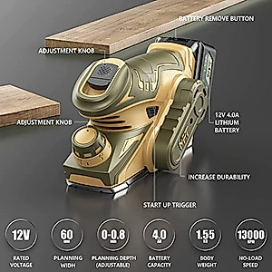 XtremepowerUS 12V Cordless Portable Planer 13,000 R/Min Electric Hand-Planer for Woodworking Planer Wood Planer Charger & Battery W/Storage Bag