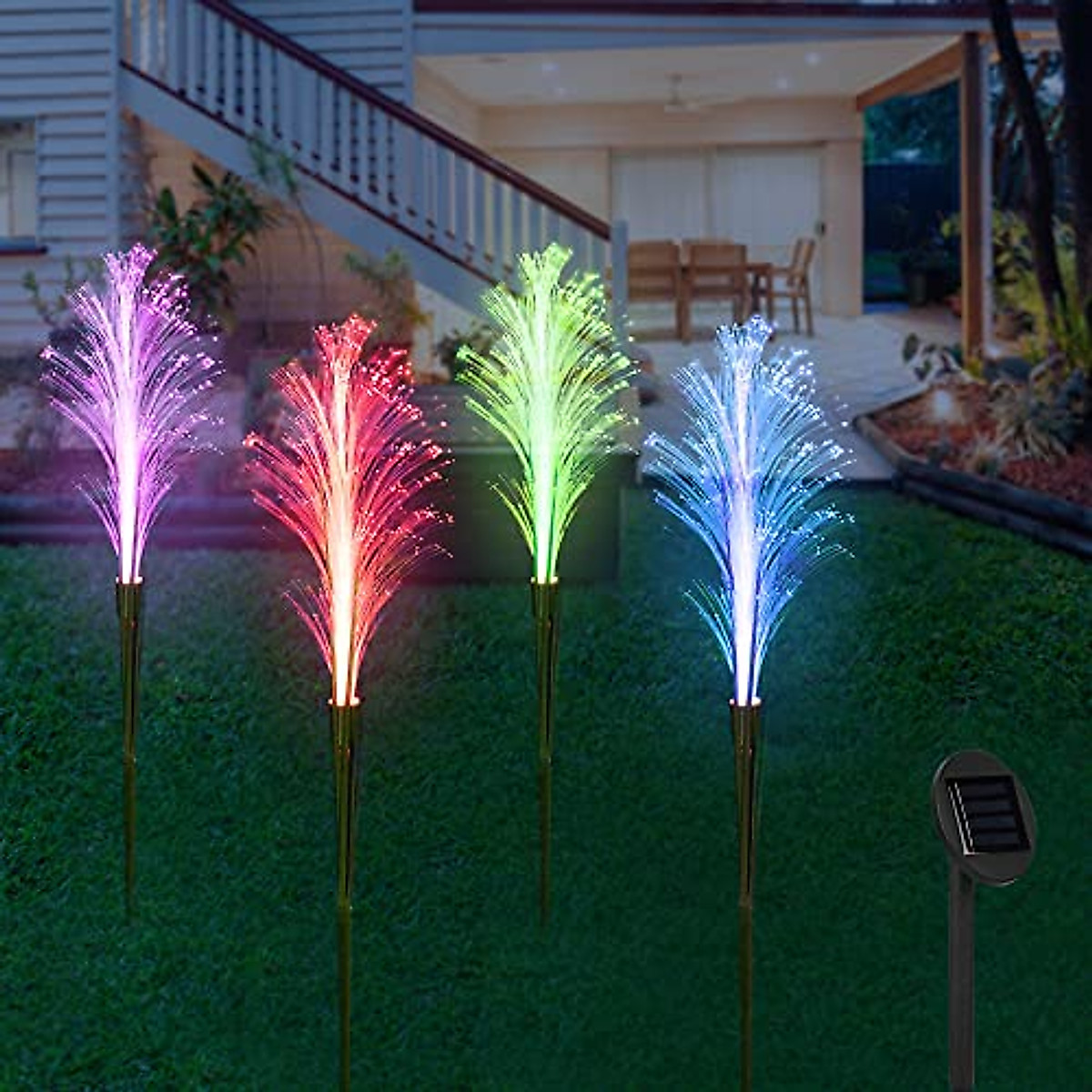 VIODAIM Solar Decorative Garden Flower Lights Outdoor Waterproof 4 Pack ...