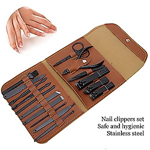 16pcs Manicure Set, Stainless Steel Safe Durable Convenient Use Mens Grooming Kit, Easy to Store Mens Stocking Stuffers, for Finger Care