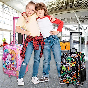 Kids Luggage for Boys, Dinosaur Rolling Travel Carry on Suitcase for Toddler Children with Wheels