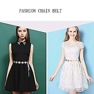 NONGFUGE Fashion Metal Gold Hollow Round Decor Chain Belts For Womens Girls Ladies Circle Retro Belly Body Link Belts for Dresses Jeans