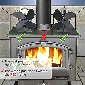 KIAASDSY 4-blade Heat Powered Wood Stove Fan, Fireplace Fan - Indoor Warm Air Circulation (1 set of 2)