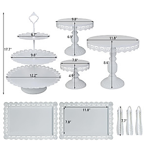 ATRDTO Set of 9 Pieces Cake Stands Iron White Cupcake Holder for Dessert Table Birthday Party Wedding Afternoon Tea Festival