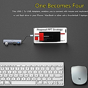 TargetGo USB C Hub with 4 Ports, Aluminum Type USB C to USB 3.0 Adapter for iPhone 15, Laptop, MacBook Pro/Air, iPad Pro, Chromebook, Pixelbook, XPS, Galaxy S10+/S10/S9/S8...