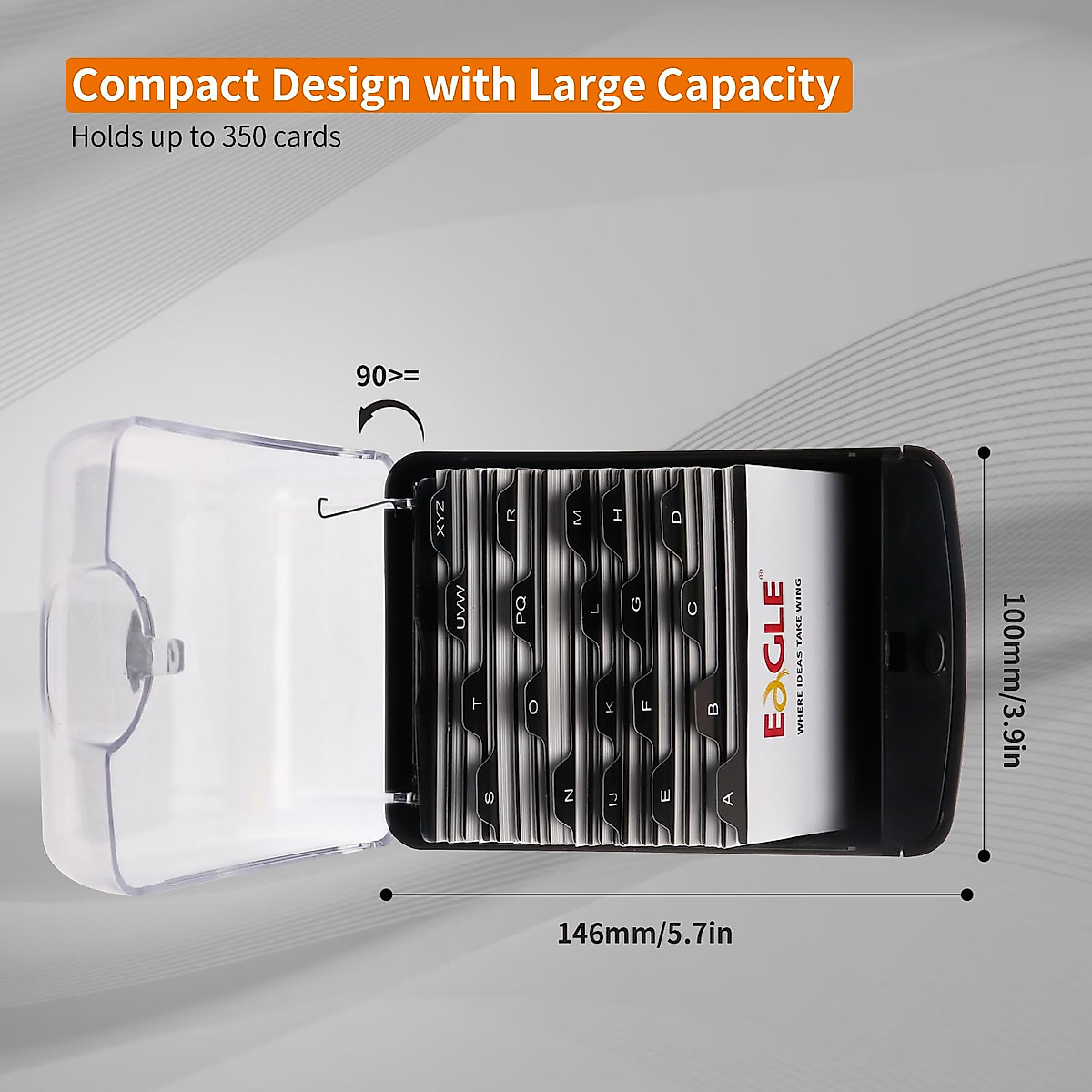 Eagle Business Card Holder Case Box Plastic Push-Button Storage up to 350 Cards