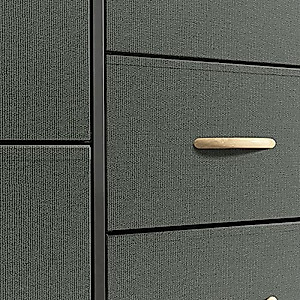 MAXCBD Nightstand Bedside Table Drawer Cabinet 5-Drawers Dresser Storage Closet Durable 5 Removable Fabric Wide Bamboo Shelves Crafted with A Wooden Tabletop and Metal Frame Storage Tower Dresser