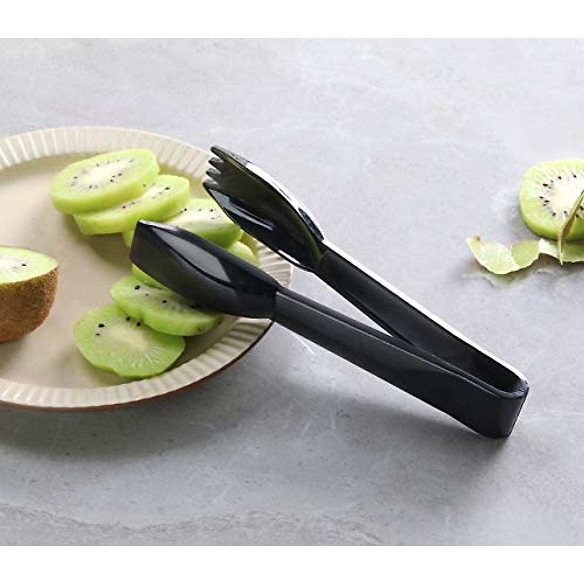 New Star Foodservice 42290 Utility Tong, High Heat Plastic, Straight Edge, 6 Inch, Set of 12, Black