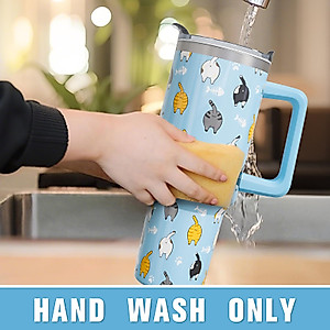 30 oz Cat Tumbler with Handle and Straw, Cat Butts Stainless Steel Vacuum Insulated Travel Coffee Mug Cup Water Bottle, Cat Stuff Accessories Decor, Cat Lover Gifts for Women Girls