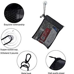 VUFVOID Shower Bag Tote, Mesh Shower Bag ，Portable Organizer, Compact and Lightweight With Suction Cup, Cord for Hanging, Zipper and Drawstring Pouch(12”L x 9”W, 14”L x 10”W)