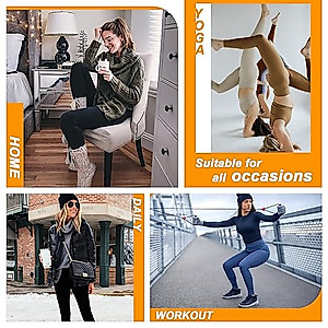 MOREFEEL Fleece Lined Leggings with Pockets for Women High Waisted Thermal Winter Tummy Control Yoga Pants Workout Tights Khaki