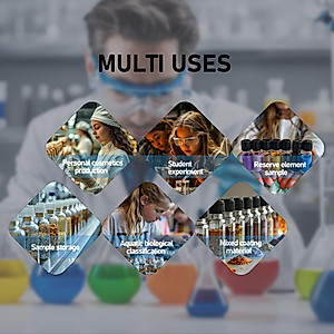 Njvial 24Pcs 7ml Small Glass Vials with Lids Lab Sample Vials Empty Refillable Perfume Travel Mini Glass Bottles with Screw Caps for Essential Oils(12Pcs Bottles with Graduated Measuring Scale)