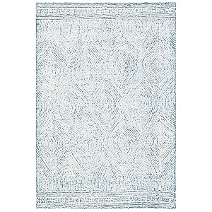 SAFAVIEH Abstract Collection 5' x 8' Ivory/Blue ABT340M Handmade Premium Wool Area Rug