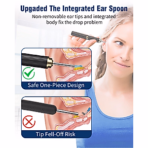 Kekoy Ear Wax Removal Camera, Ear Cleaner 1296P HD Camera, Ear Cleaning Kit with 8pcs Ear Set, Wireless WiFi Otoscope with 6 Lights, Rechargeable Earwax Removal Tool Kit for Adult & Kid(Black)