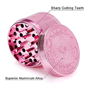 VICKYDGE 2.5 Inch Grinder - Large Kitchen Grinder with Exquisite Pattern, Pink