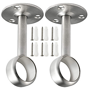 Creatyi Heavy Duty Closet Rod Brackets Closet Shower Curtain Rod Bracket Ceiling-Mount Brackets Closet Rod Holders Closet Pole Sockets Closet Rod Supports for 1 1/4 Inch Rod (4 PCS, Silver)