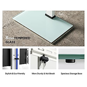 FITUEYES Universal TV Stand Table Top TV Stand for 27-55 inch LCD LED TVS Height Adjustable TV Base with Tempered Glass Base Wire Management VESA 400x400mm Holds 88 Pounds, White