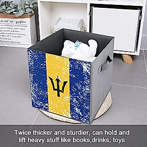 Retro Barbados Flag Collapsible Storage Bins Basics Folding Fabric Storage Cubes Organizer Boxes with Handles