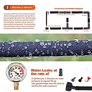 Soaker Hose 150 FT for Garden Beds,Solid Brass Connector 1/2" Round Soaker Garden Hose Kit,Heavy Duty Water Hose Great for Vegetable Beds,Lawn and Plants