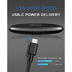 NANAMI Fast Wireless Charger, Qi-Certified 15W Max Wireless Charging Pad, Compatible with iPhone 14/13/13 Pro Max/12/SE/11/XS/XR/X/8, Samsung Galaxy S23/S22/S21/S20/S10/S9/Note 20/10/9/8 & Airpods Pro