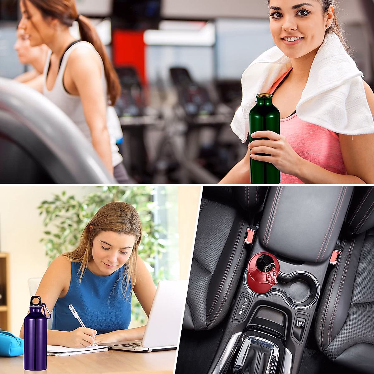 Gandeer 16 Pcs Aluminum Water Bottle Bulk 17 oz Reusable Backpacking Leak Proof Water Bottles with Buckle and Twist Cap for Camping Sports Travel(Bright Color)