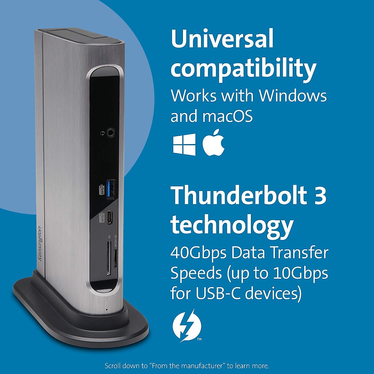 Kensington SD5600T 14-in-1 Thunderbolt 3 Dock USB-C - Compatible with Thunderbolt 4, Mac and Windows, 96W Charging, Dual 4K@60Hz, 40Gbps Transfer Speeds, HDMI 2.0 and DisplayPort, Ethernet (K34009US)