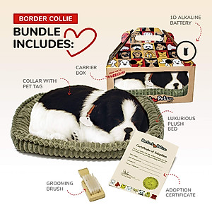 Precious Petzzz Border Collie - Pet Mate/Nap Breathing Life Like Sleeping Dog in Bed Sleeping Pet
