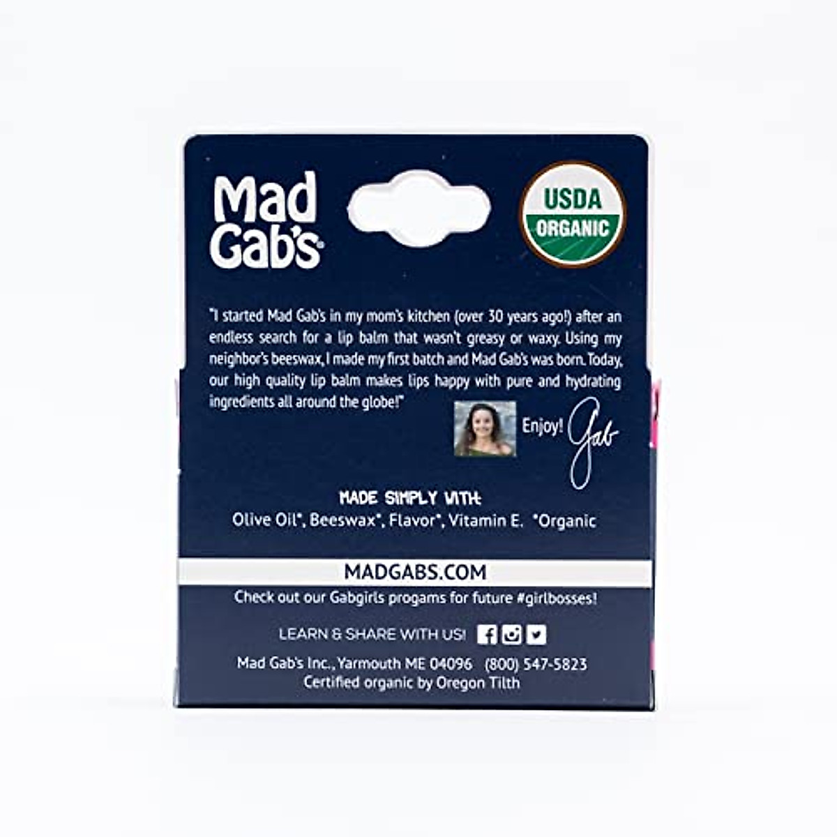 Mad Gab's Moose Smooch Raspberry Lip Balm, Mother's Day Gift, Moisturizing and Certified Organic, Made with Organic Olive Oil and Beeswax, 3 pack Gift Set