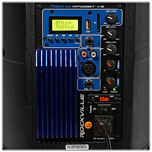 Rockville RPG8BT V2 8" Powered 400W DJ PA Speaker Bluetooth/Wireless/Remote/EQ, Black