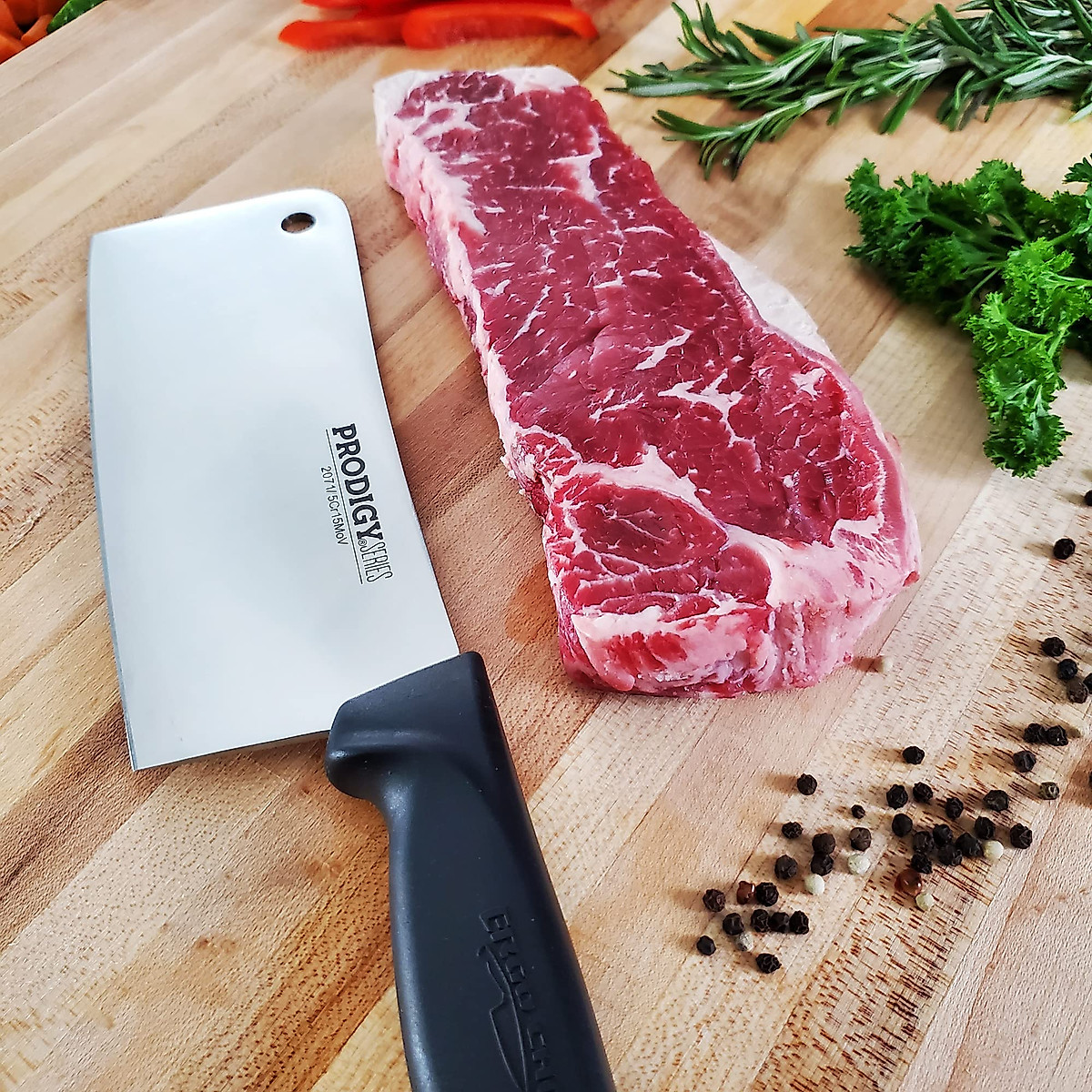 Ergo Chef Prodigy Series 7-Inch Meat Cleaver Chopper Butcher Knife - Heavy Duty Thick Blade, High Carbon Stainless Steel, Ergonomic non-slip Comfort Grip Handle