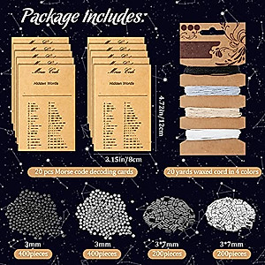 DIY Morse Code Bracelet Kit, 800 Pieces Round Spacer Beads 400 Pieces Long Tube Spacer Beads 20 Pieces Morse Code Decoding Card 20 Yards Waxed Cord for Handmade Bracelet Necklace Jewelry Crafts