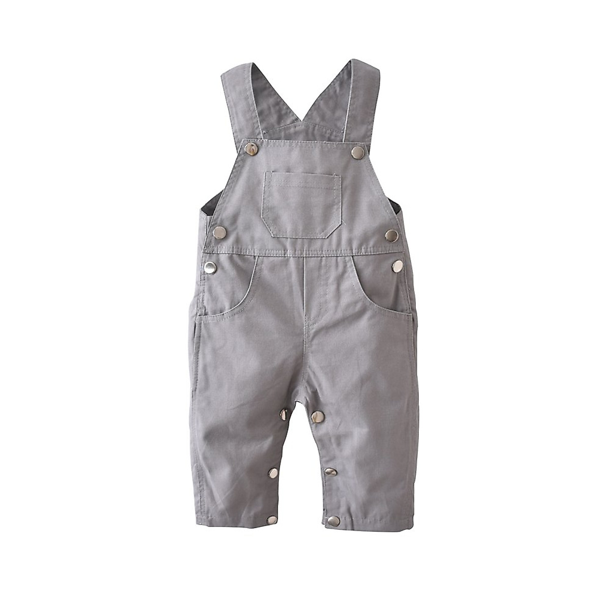 3Pcs Baby Boys Long Sleeve Stripe Romper Overalls Clothing Set with Hat (9-12 Months) Grey