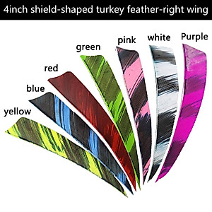 AMEYXGS 4 Inch Arrow Feather Fletching Turkey Feather Natural Arrow Vanes Shield Right Wings Vanes for DIY Arrows Accessories 50Pcs (White)