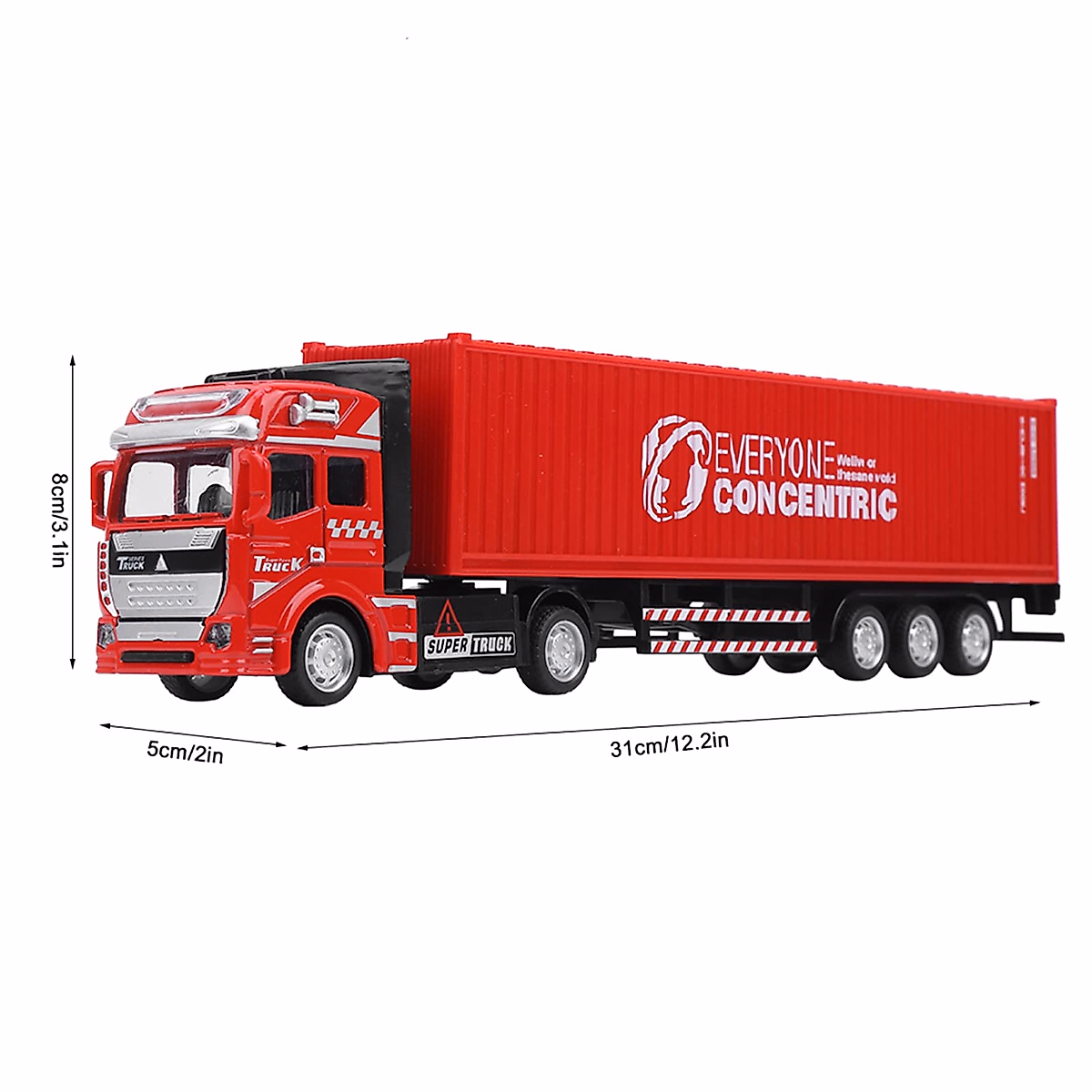 Container Truck Model, 1: 48 Alloy Toy Highly Simulation Children Car Toys Vehicle(Red)