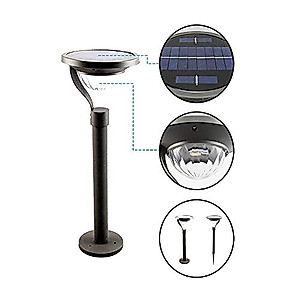 ZMY Aluminum Garden Lawn Landscape Pillar Light Home Outdoor LED Ultra Bright Post Lighting Waterproof Solar Column Lantern Black Acrylic Modern Simple Pathway Fixture