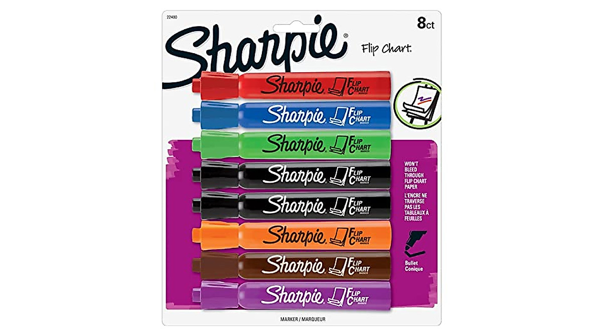 Sharpie Flip Chart Markers - Vibrant, Precise, Non-Toxic 8-Pack