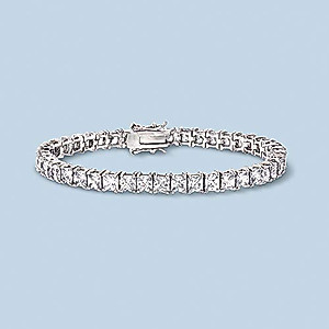 Ross-Simons 16.00 ct. t.w. Princess-Cut CZ Tennis Bracelet in Sterling Silver. 7 inches
