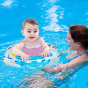 Baby Swimming Ring Floats with Safety Seat Double Airbag Swim Rings for Babies Kids Swimming Float Baby Floats for Pool Swim Training Aid Kids PVC Pool Floats for Toddlers of 6-12 Months
