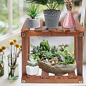 ABOOFAN Wooden Stool Plant Stand Flower Pot Display Shelf Bonsai Rack Decorative Plant Riser Holder for Indoor Home 1 Set