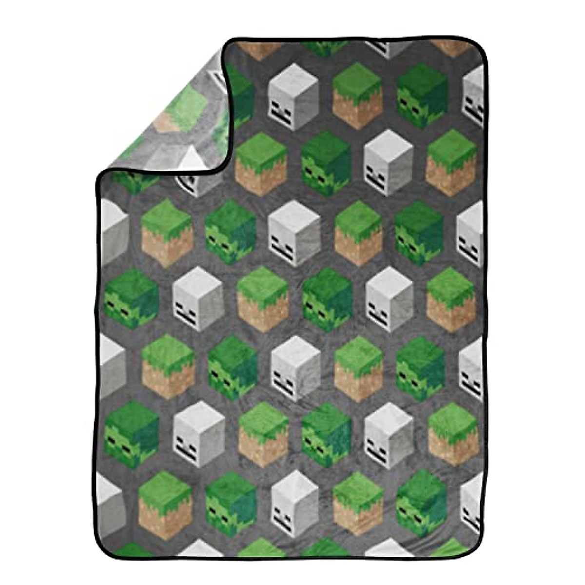 Minecraft Survive Throw Blanket - Measures 46 x 60 inches, Kids Bedding - Features Skeleton and Zombie - Fade Resistant Super Soft Fleece (Official Minecraft Product)