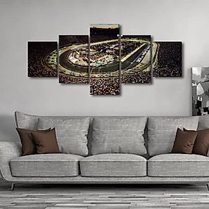 TUMOVO Bristol Motor Speedway Decor Stadium Pictures Paintings NASCAR Trackside Wall Art NASCAR Racing 5 Pcs/Multi Panel Sport Canvas Artwork for Living Room Framed Ready to Hang Posters and Prints