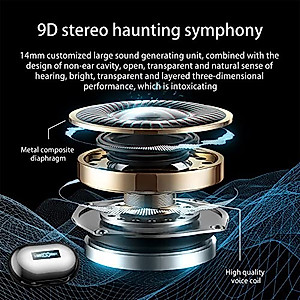 MUMICO Mini Over-Ear Earbuds - Three True Digital Display Wireless Bluetooth Headset, Intelligent Noise Reduction, Wa-terproof & Conversable, Suitable for Sports/Office/Gym