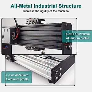All-Metal CNC Router Machine 3020-Evo, AnoleX X&Z-axis Dual Steel Guide Rails CNC Router Kit with 300W Spindle, Limit Switches & Emergency-Stop for Metal Wood Acrylic MDF Carving Cutting