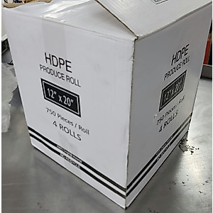 12" x 20" Large Plastic Produce Bag 4 Rolls, 3000 COUNT Made in India HDPE, Durable Clear Food Storage Saver for Fruit Vegetable Bakery Snack Grocery Bags