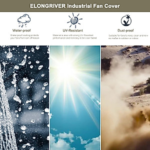 ELONGRIVER Industrial Fan Cover, Waterproof & Dustproof Cover for Wall Mount Fan, Pedestal Fan and Outdoor Fans in Heavy Duty Polyester