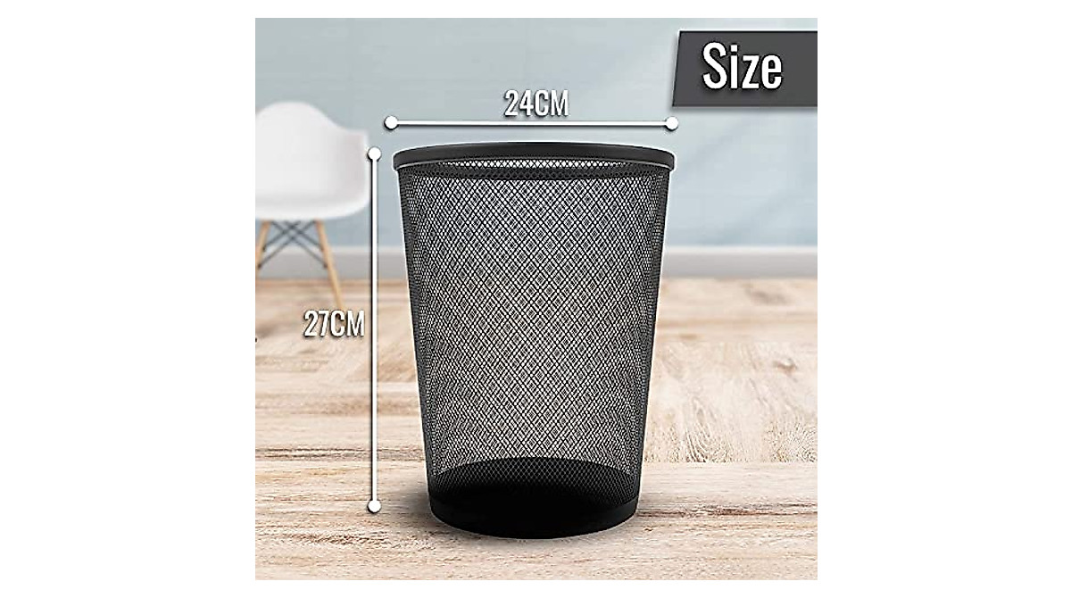 Zuvo Circular Mesh Waste Bin - Stylish Metal Trash Can for Home & Office