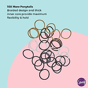GOODY Women's Braided Elastic Hair Tie, 10 Count, Java Bean Neutral - 4MM for Medium Hair, Ouchless Pain-Free Hair Accessories, Perfect for Long Lasting Braids, Ponytails and More