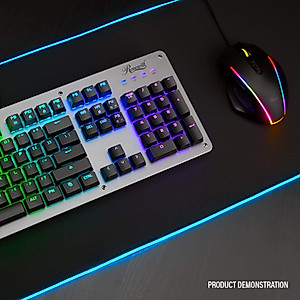 Rosewill NEON K52 Wired Waterproof Gaming Keyboard, 8 RGB Backlight Effects, 104 Keys 19 Keys Anti-Ghosting 12 Multimedia Hotkeys Aluminum Base