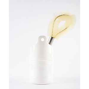 Mud Pie White Ceramic Sponge and Brush Holder Set