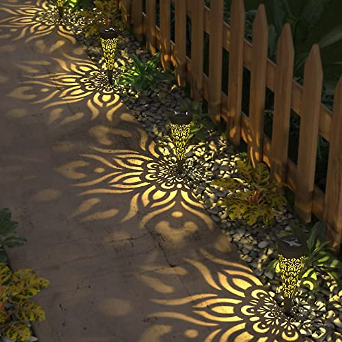 EKQ 6 Pack Solar Lights Outdoor Decorative Solar Garden Lights Waterproof with Warm Light Solar Pathway Lights for Patio Path Backyard Walkway Yard Garden Decor